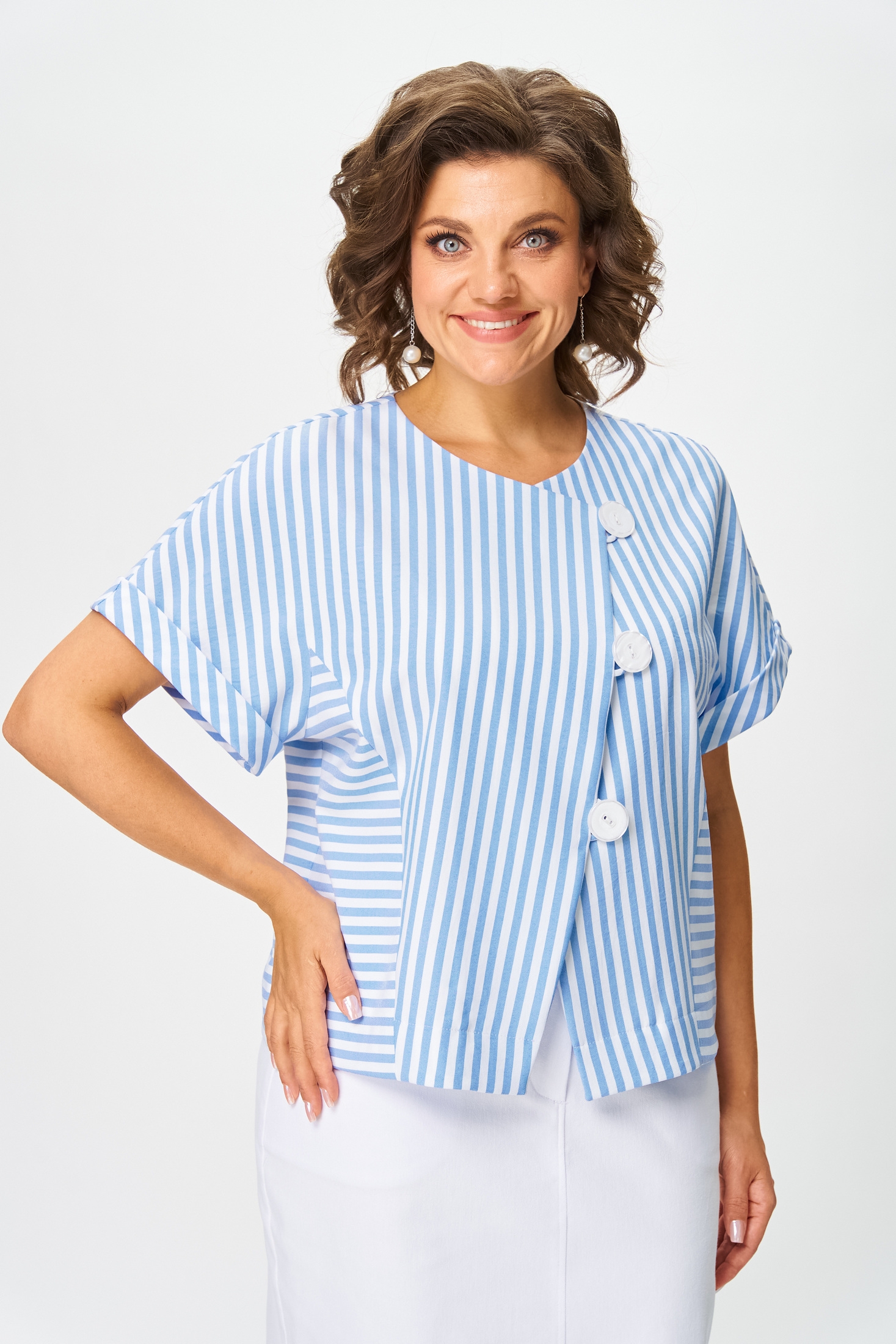 Костюм с юбкой 1422 белый + полоска Michel Chic купить в интернет магазине | в наличии